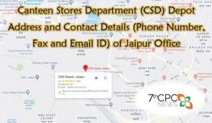 CSD Depot Canteen Jaipur Office Contact Details