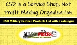 CSD AFD Military Canteen Products List with e catalogue