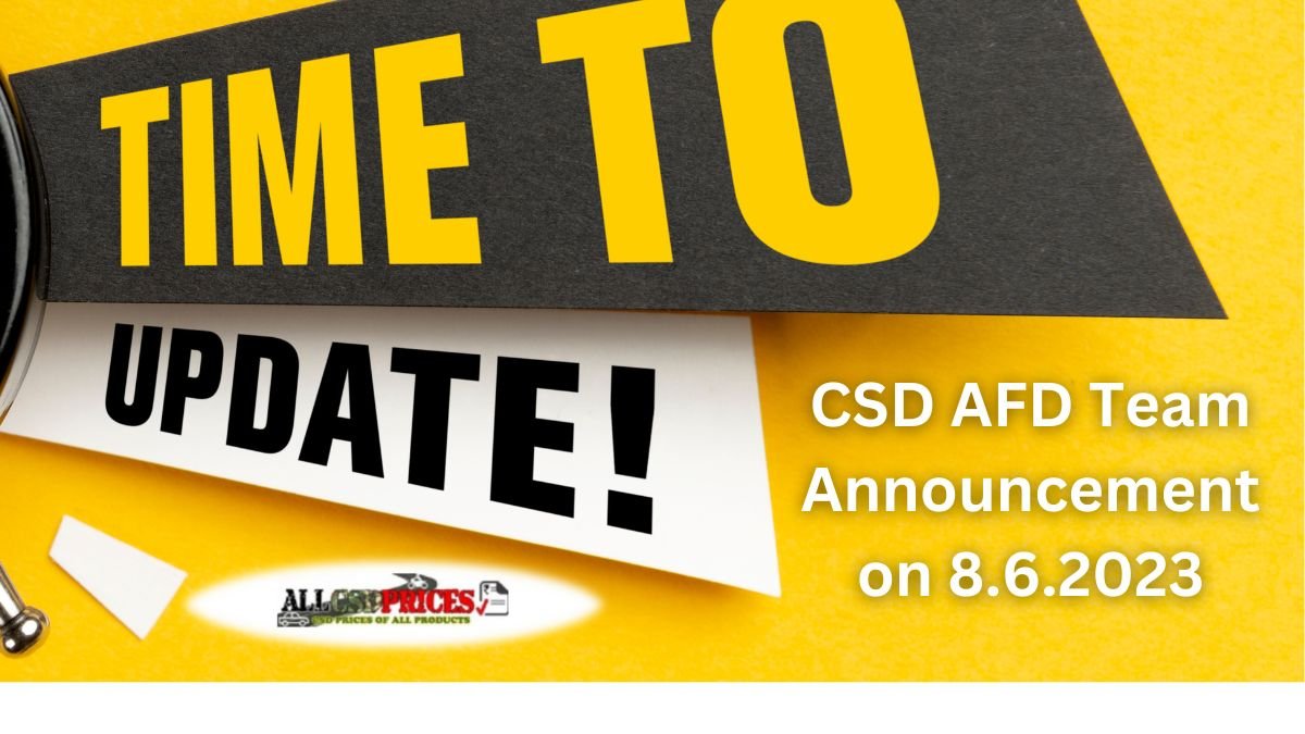 CSD AFD Online Portal Team Announcement on 8.6.2023